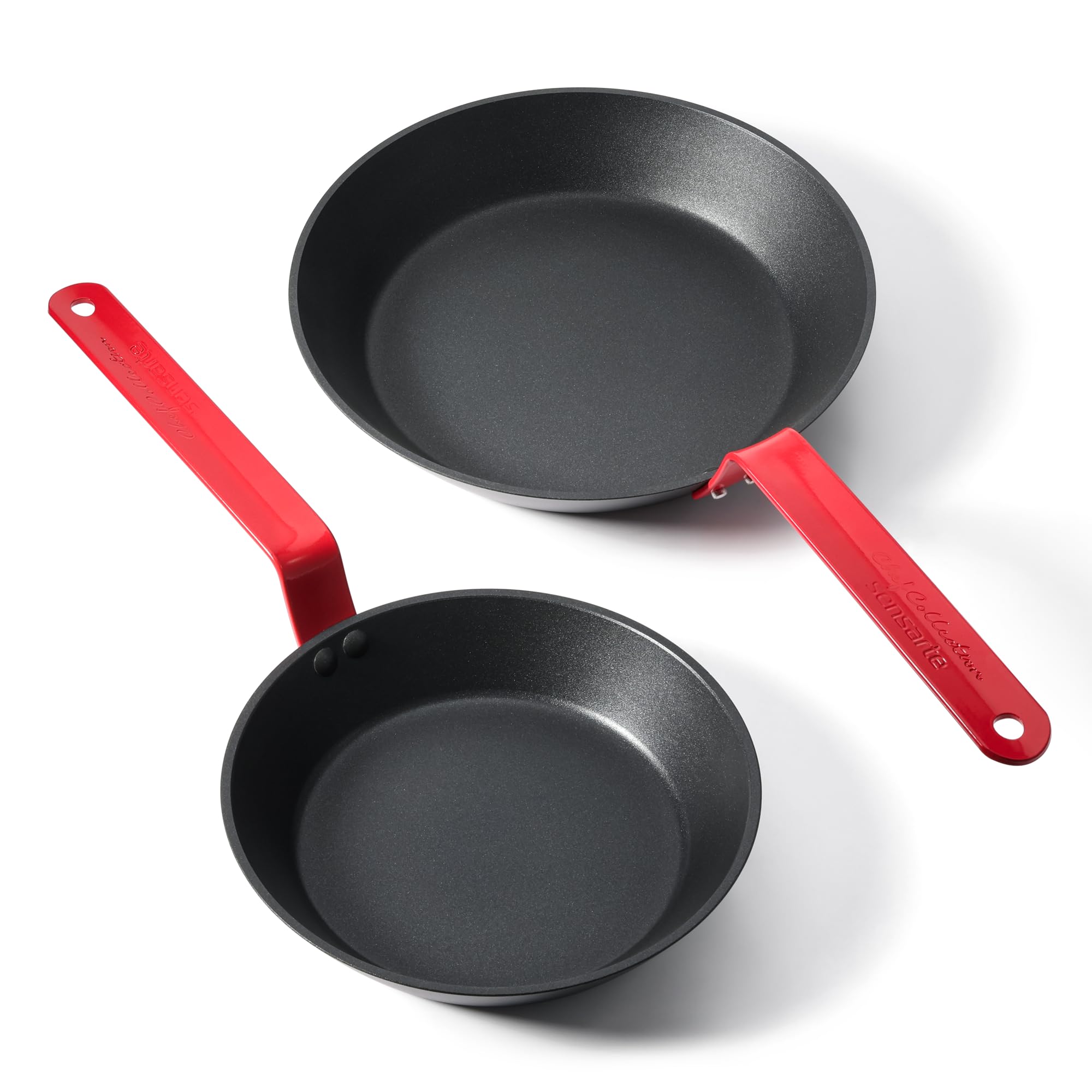 SENSARTE Nonstick Frying Pan Set, 8 inch and 10 inch Chef Pans Red