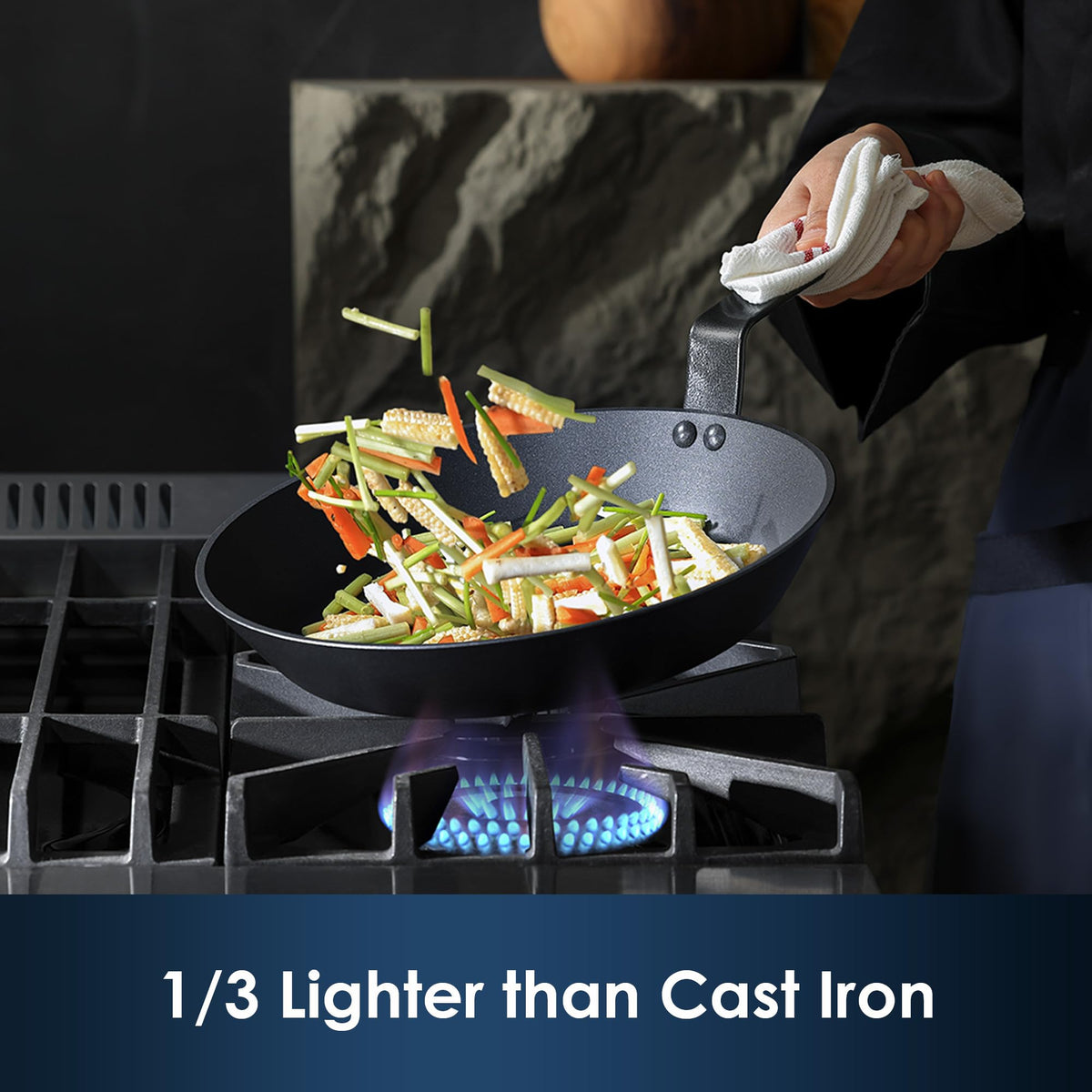 SENSARTE Nonstick Frying Pan Set, 8 inch and 10 inch Chef Pans Black